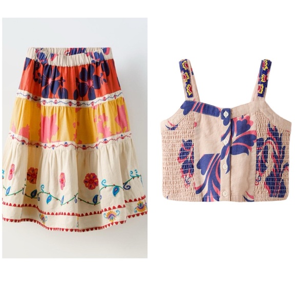 Zara | Matching Sets | Zara Embroidered Skirt And Top Set | Poshmark